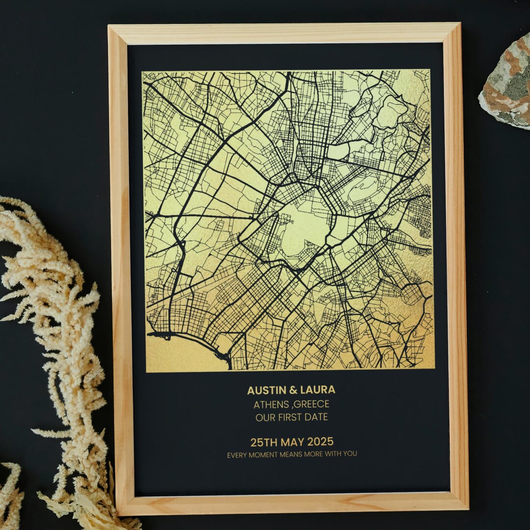 Personalized Foil Map Print of Any Location, A4 Custom Foil Print ...