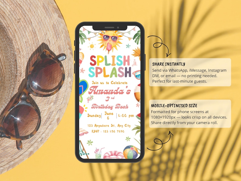 Splish Splash Birthday Invitation Bundle, Pool Party Invite, Summer ...