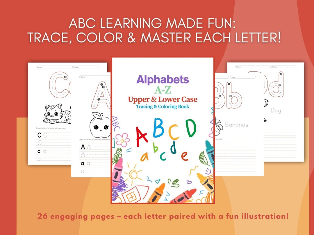 A-Z Alphabet Tracing and Coloring Worksheets | Upper Lowercase Letters ...
