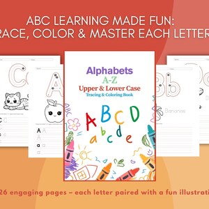 A-Z Alphabet Tracing and Coloring Worksheets | Upper Lowercase Letters ...