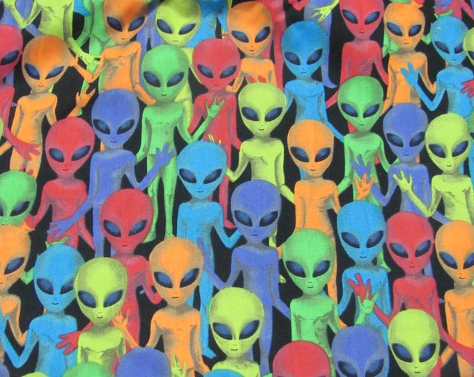 Aliens // Colorful Black Alien Pattern // Fit to Print C1521 // 100% ...