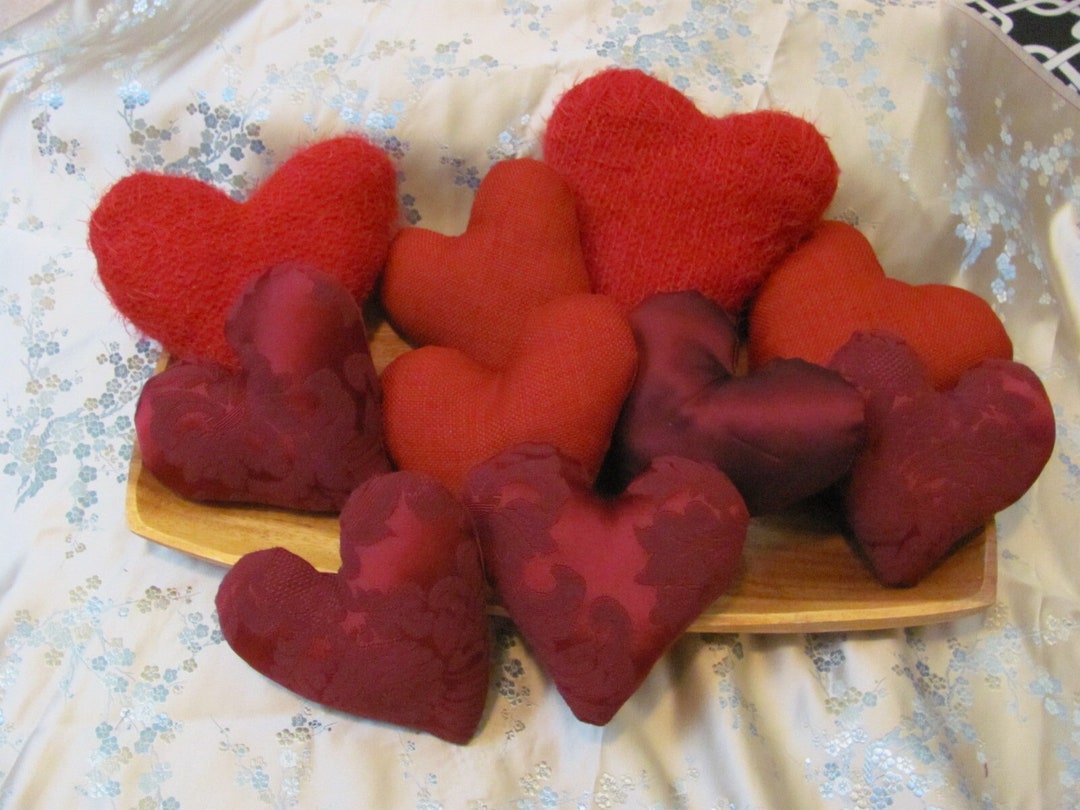 6 Heart Bowl Fillers Assorted Fabrics Sweater Textured Unique - Etsy
