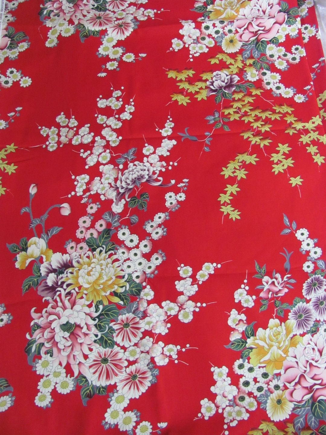 Red Colorful Flowers "shunju Floral" Alexander Henry Fabrics 2004 OOP ...