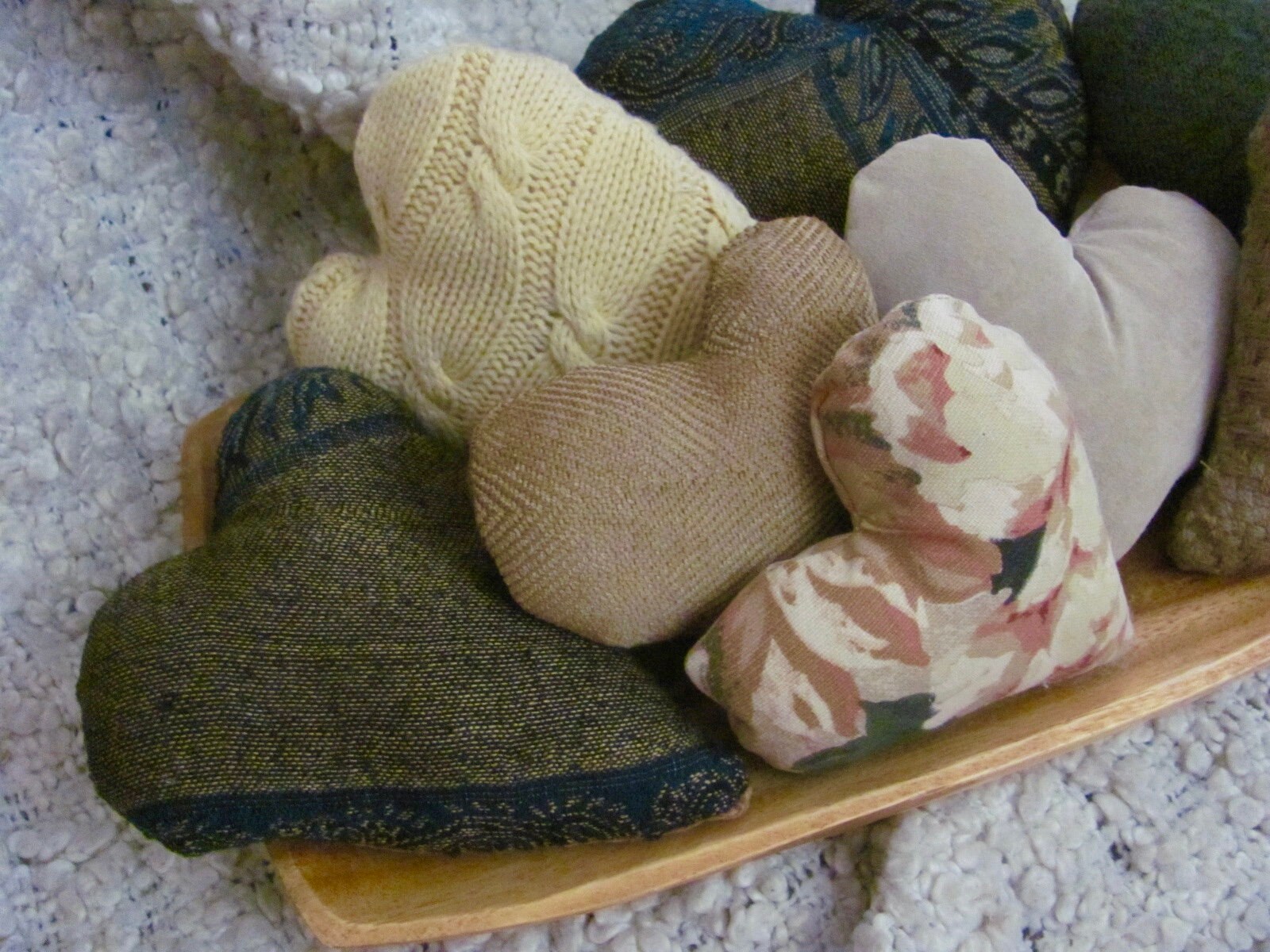 8 Heart Bowl Fillers Assorted Fabrics Leather Sweater Textured - Etsy