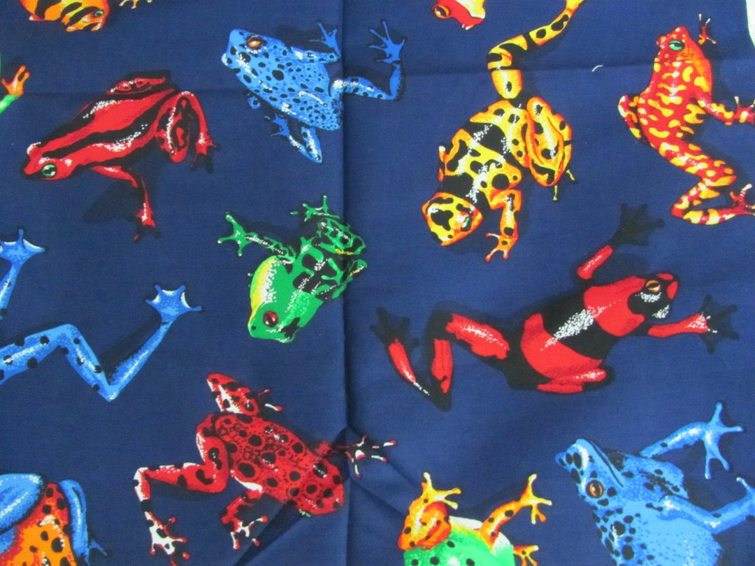Blue Colorful Frogs // Cranston Collection // 100% Cotton Quilt Fabric ...