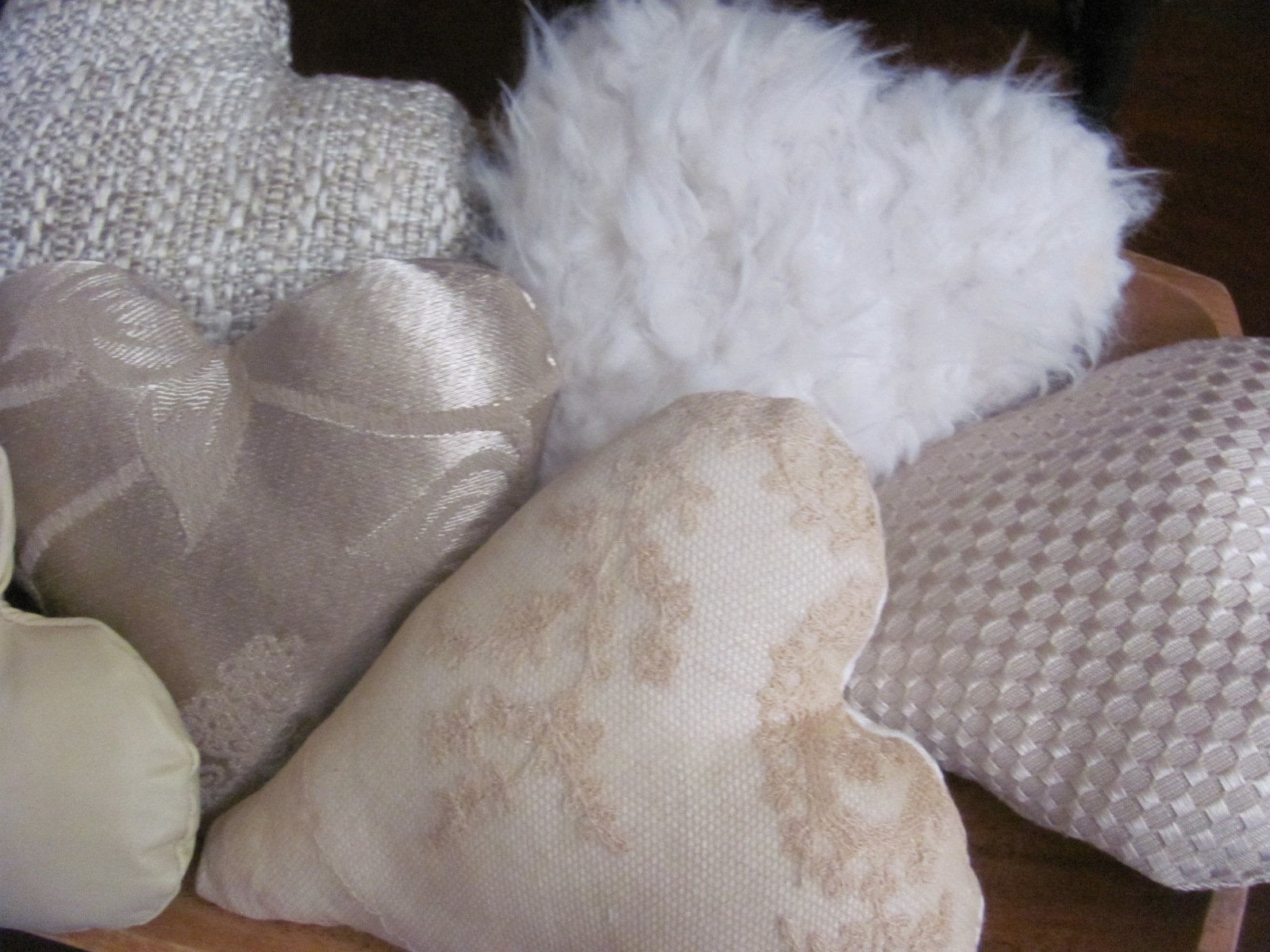 8 Heart Bowl Fillers Assorted Fabrics Leather Sweater Textured Unique ...