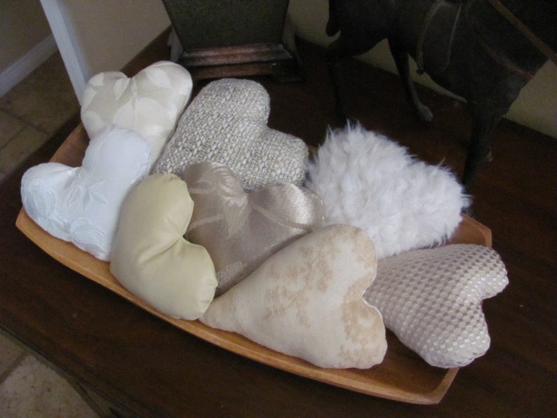 8 Heart Bowl Fillers Assorted Fabrics Leather Sweater Textured Unique ...