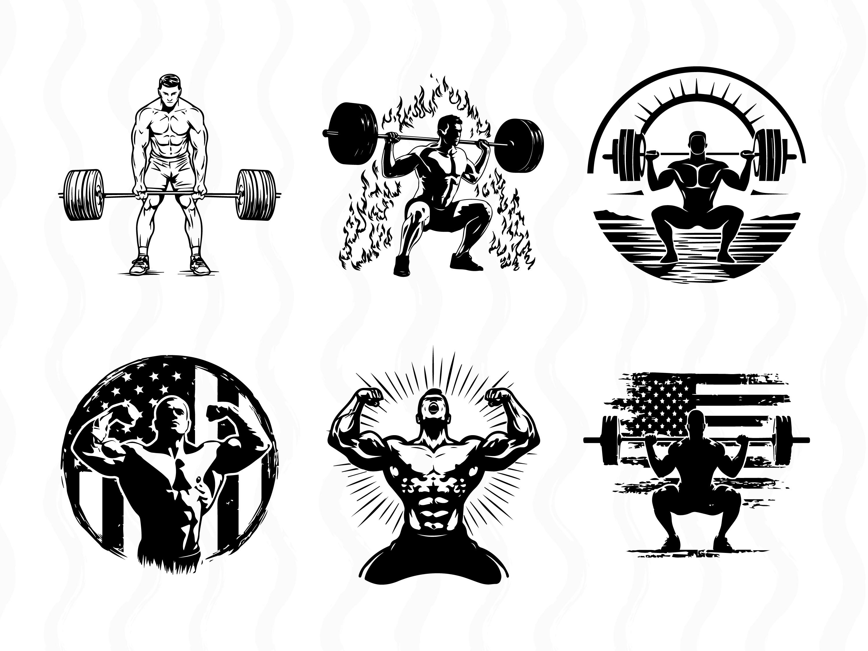Powerlifting Silhouette SVG PNG Bundle, Gym Fitness Clipart ...