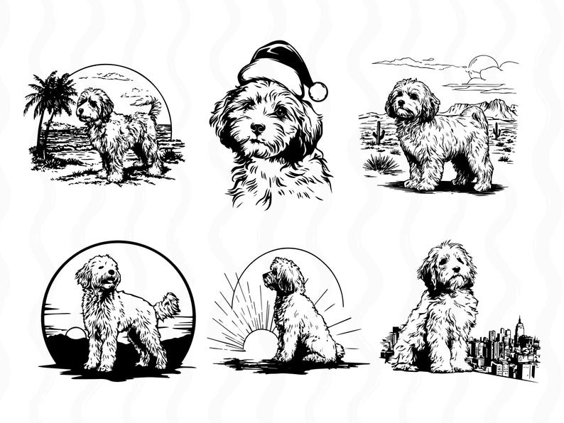 Cavapoo Silhouette SVG PNG Bundle, Cute Dog Clipart, Puppy Lover Cut ...