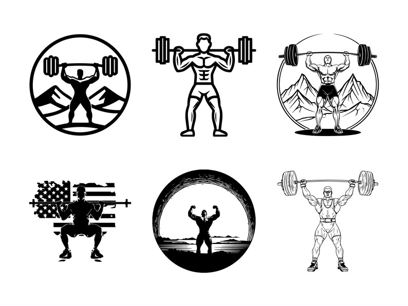 Powerlifting Silhouette SVG PNG Bundle, Gym Fitness Clipart ...