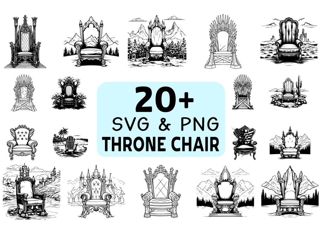 Throne Chair Silhouette SVG PNG Bundle, Royal Chair Clipart, Cricut Cut ...