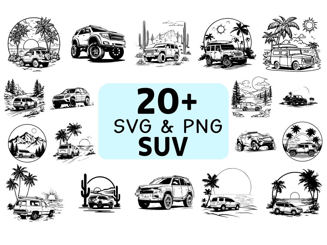SUV SVG PNG Bundle, Sport Utility Vehicle Clipart, Car Silhouette ...