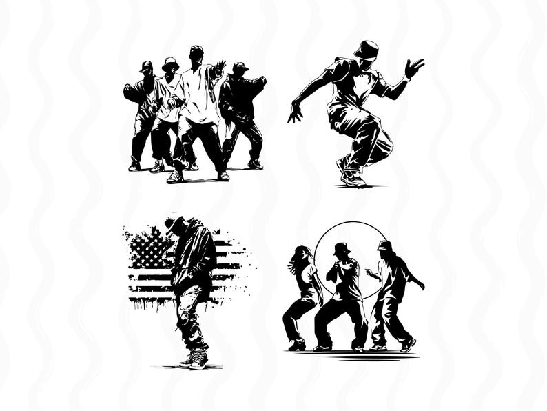 Hip Hop Dance Silhouette SVG PNG Bundle, Street Dancer Clipart - Etsy