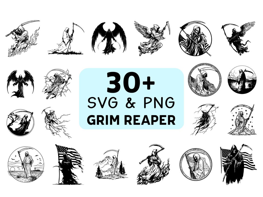 Grim Reaper SVG PNG Bundle, Gothic Clipart, Cricut Cut File - Etsy