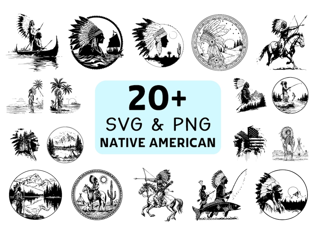 Native American SVG PNG Bundle, Tribal Clipart, Cricut Cut File - Etsy