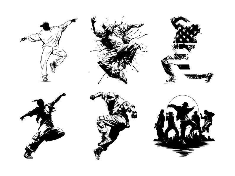 Hip Hop Dance Silhouette SVG PNG Bundle, Street Dancer Clipart - Etsy