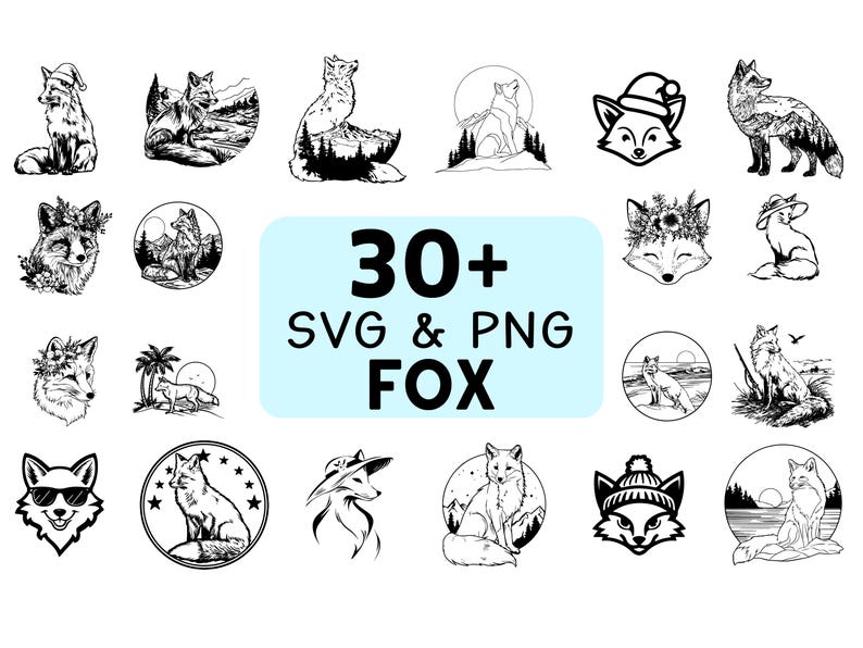 Fox Silhouette SVG PNG Bundle, Woodland Animal Clipart, Cricut Cut File ...
