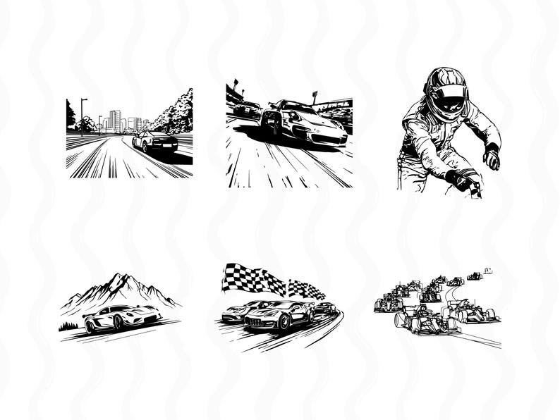 Racing Silhouette SVG PNG Bundle, Race Car Clipart, Speed Sport Cut ...