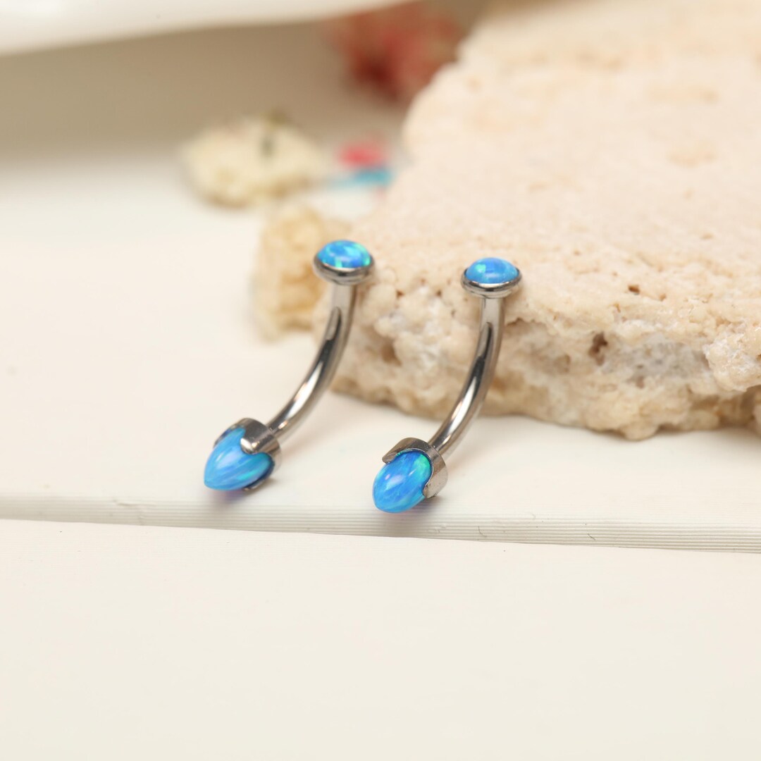 Blue Opal Rook Barbell Ring Eyebrow Ring Rook Jewelry Cartilage ...