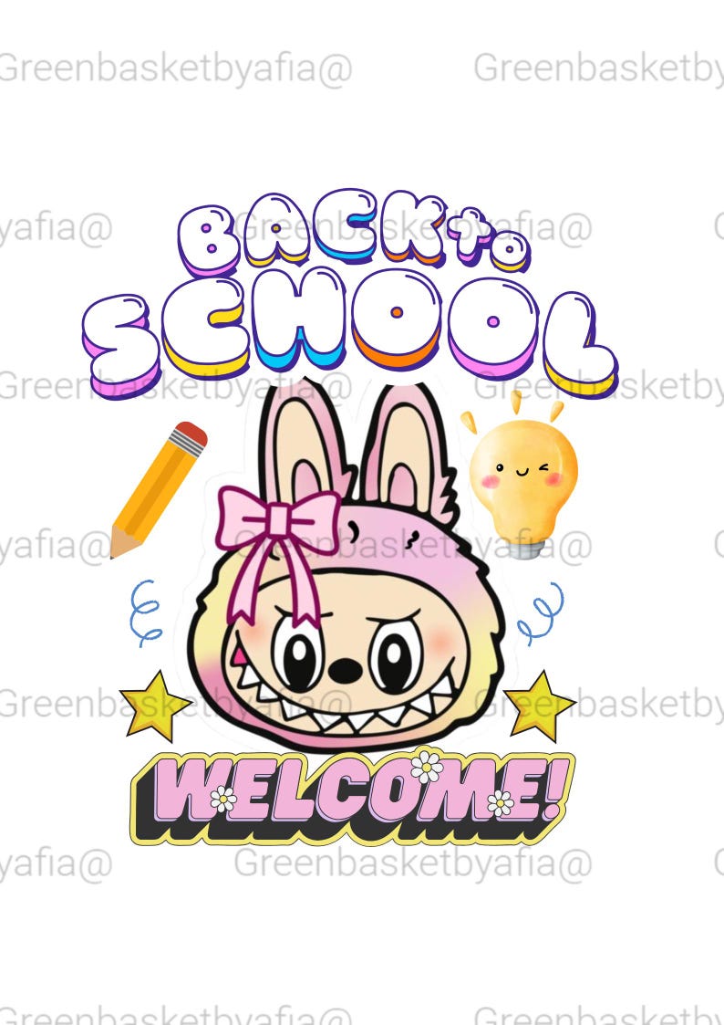 Labubu Back to School Png, WELCOME BACK to School, Cute Monster Clipart ...