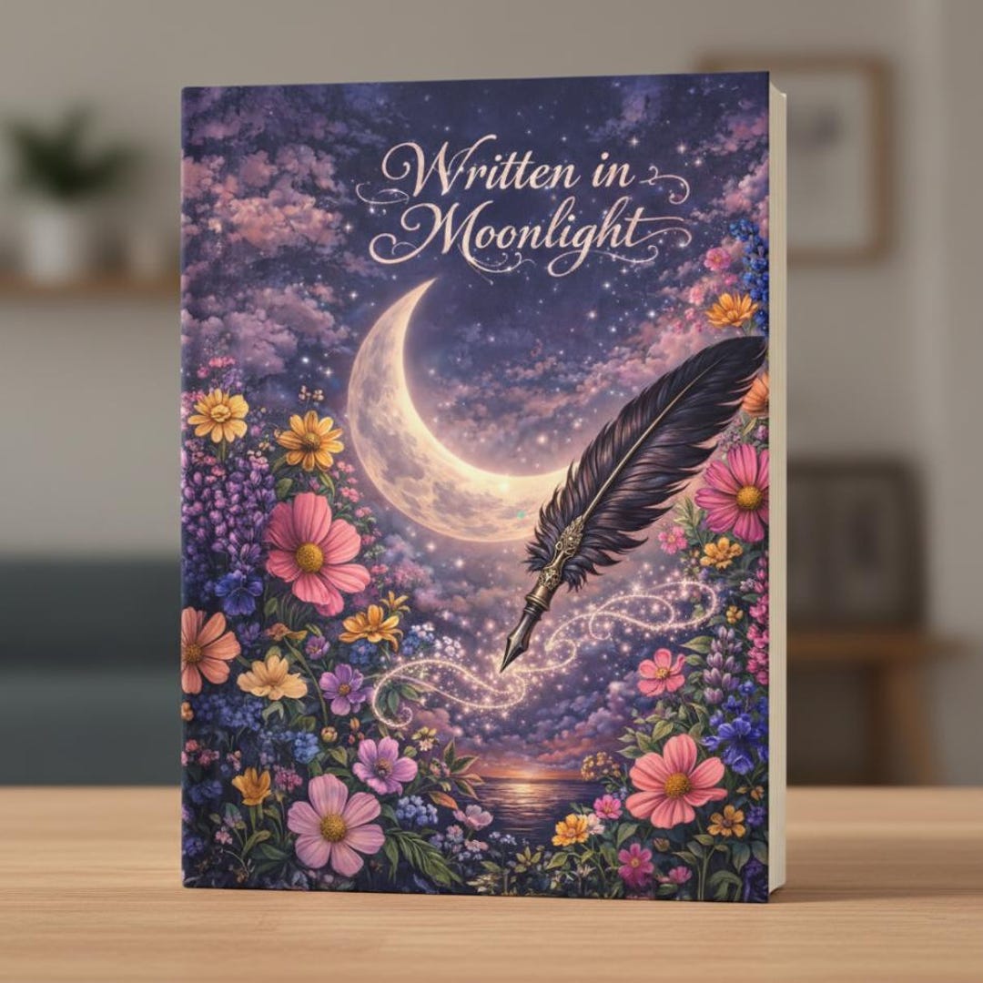 Moonlight Journal, Floral Notebook, Celestial Writer Gift, Crescent ...