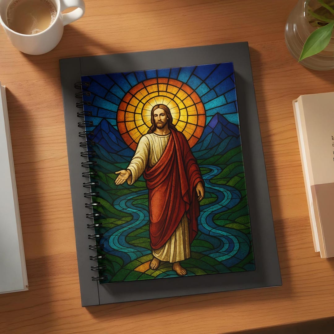 Jesus Journal and Notebook: Stained Glass Style, Religious Theme ...