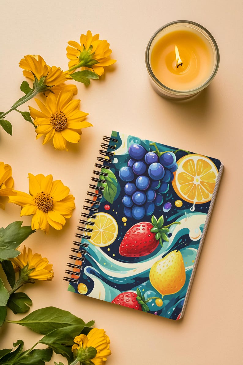 Colorful Fruits Journal, Fruit Salad Notebook, Vibrant Summer Fruits ...