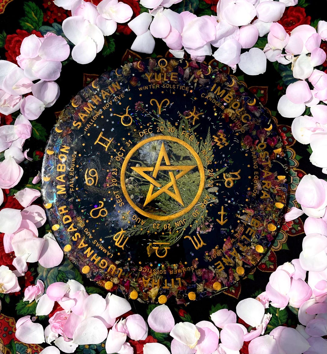 Wiccan Wheel of the Year – Resin Sabbat Calendar With Pressed Flowers ...