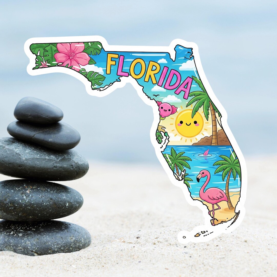 Florida Sunshine State Sticker - Vinyl Decal for Laptop, Car, or Water ...