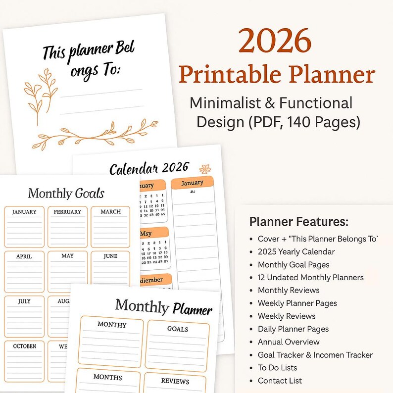 2026 Digital Planner PDF | Weekly and Monthly Layout | Printable ...