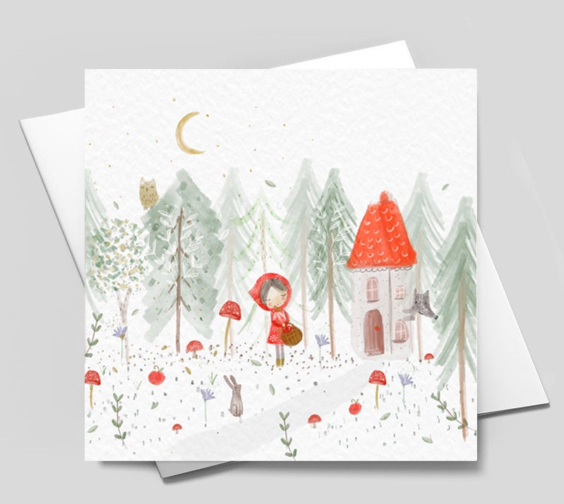 Red Riding Hood Card - Etsy