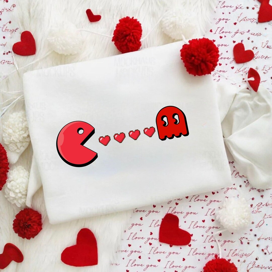 Pac Man Valentine Love PNG Retro Gamer Hearts Sublimation - Etsy