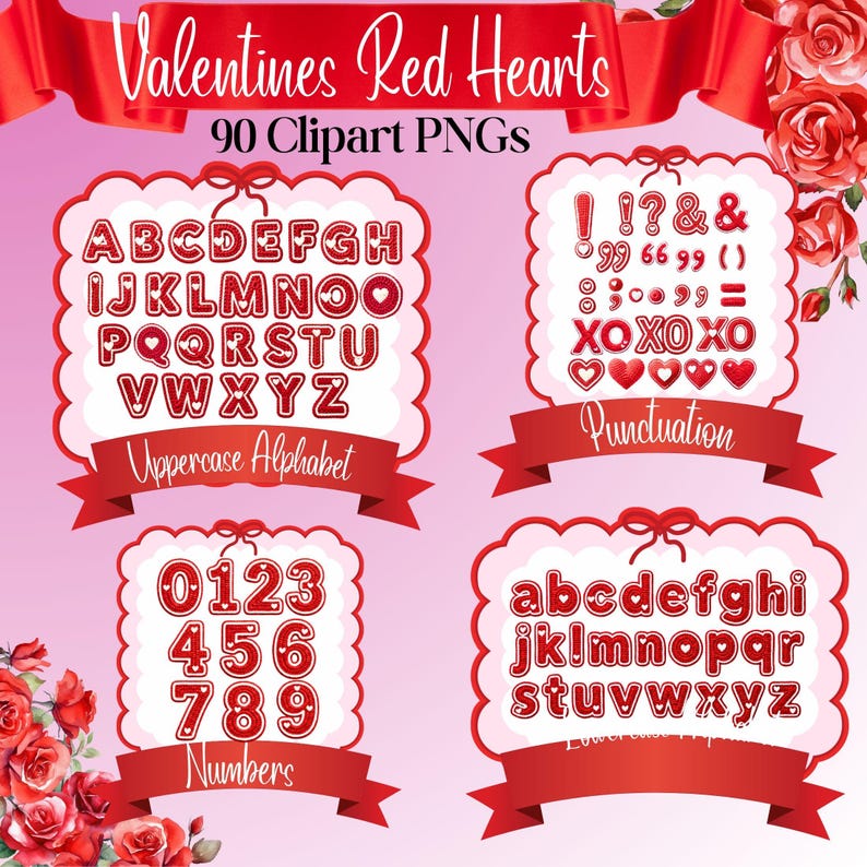 Valentine’s Faux Crochet Alphabet & Numbers PNG | Red Heart Alphabet ...
