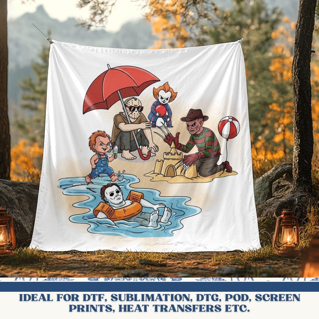Horror Characters Beach Day PNG | Halloween Summer Art | Slasher Family ...