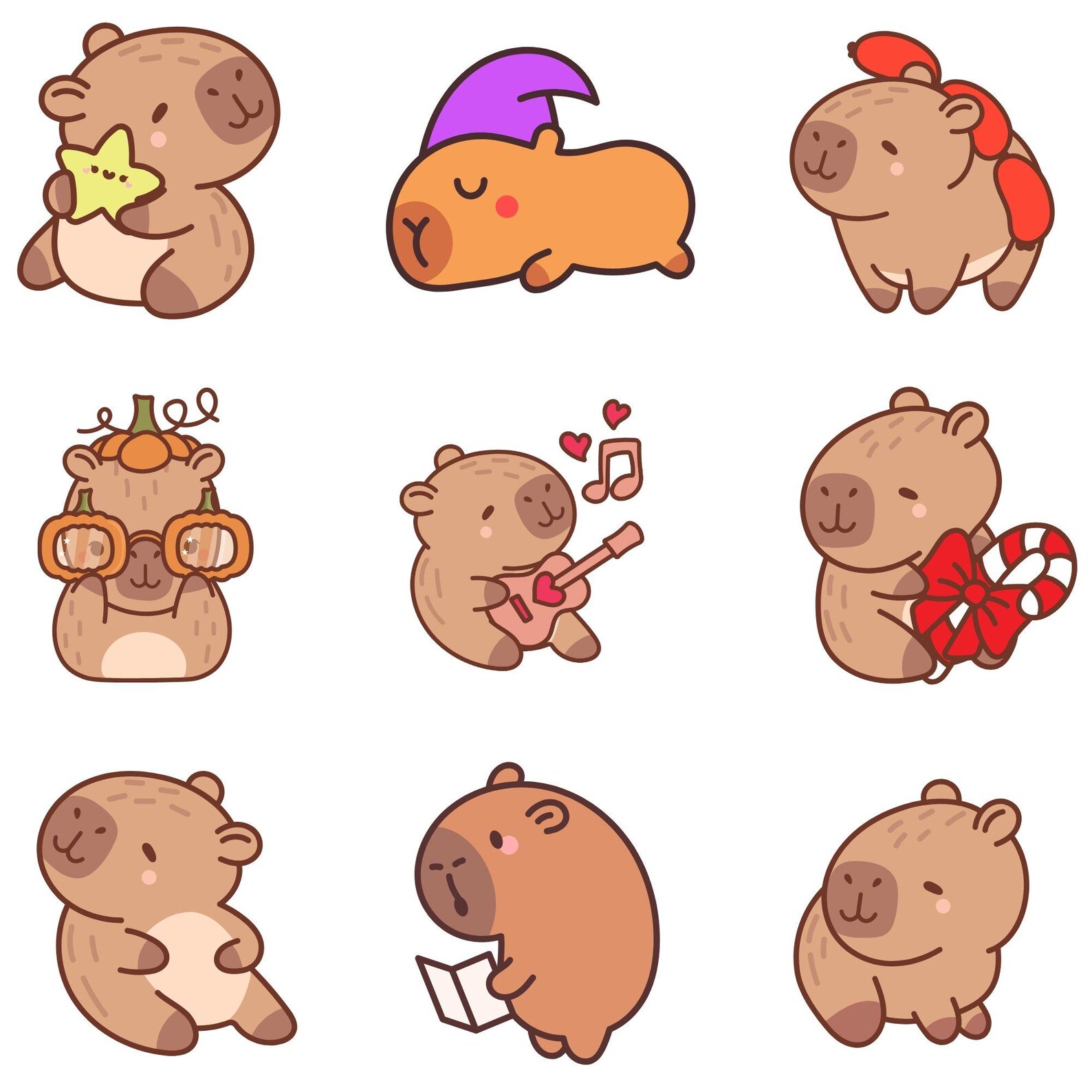 100+ Kawaii Capybara SVG Clipart Bundle (png, Eps, Ai, Svg, Jpg) - Etsy