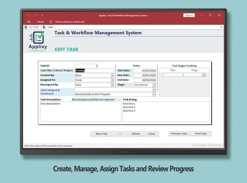 MS Access Task Manager | Client Team Workflow System (lite Version) - Etsy