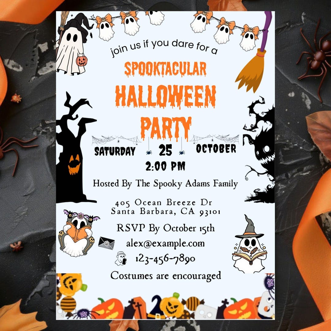 All in One Editable Halloween Invitation, Adult Halloween Invitation ...