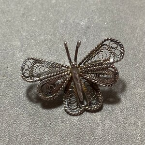 STERLING SILVER Filigree Butterfly Brooch Stamped 925 Wirework Pin ...