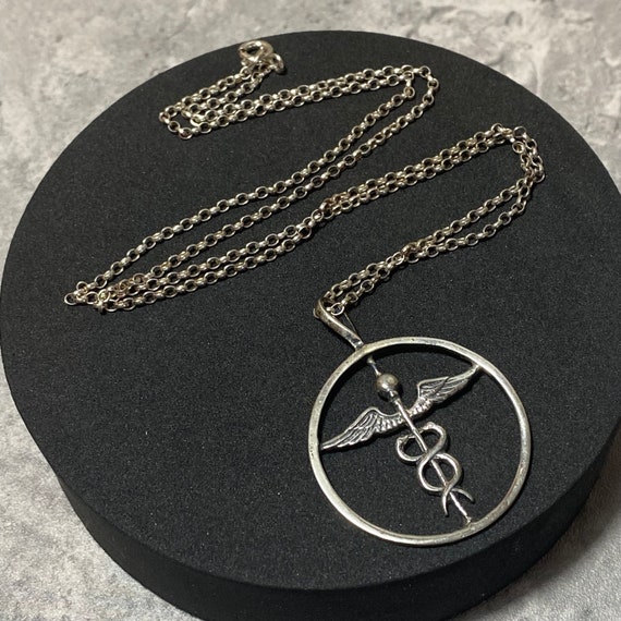 vintage caduceus snake staff - Gem