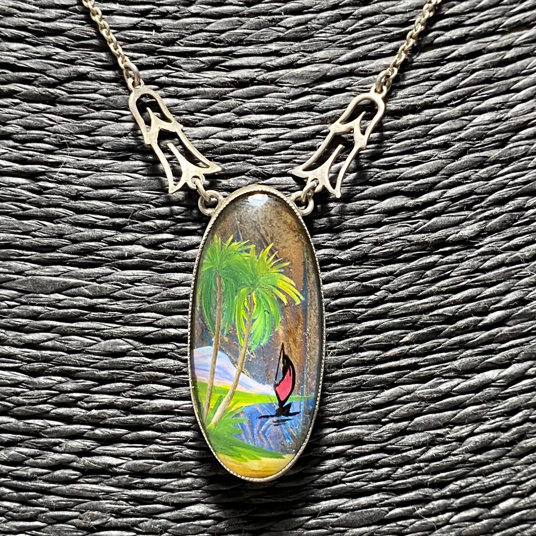 STERLING SILVER Thomas Mott Butterfly Wing Pendant Necklace Painted ...