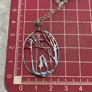 STERLING SILVER Cute Couple Kissing Pendant Necklace 925 Chain 46cm 18 ...
