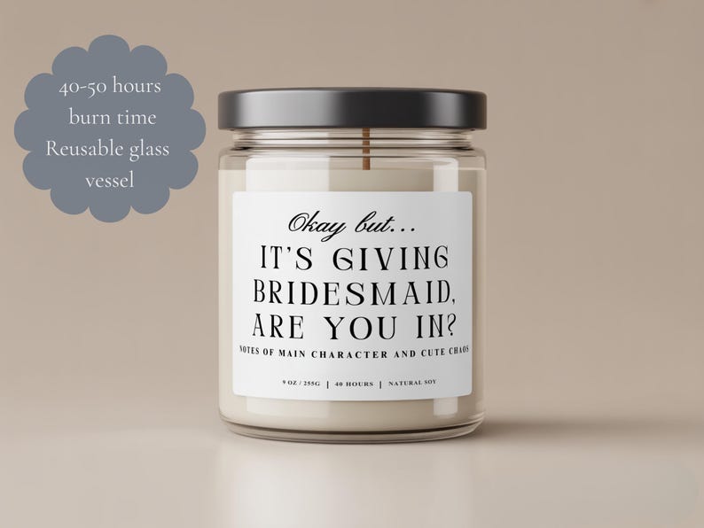 Bridesmaid Proposal Candle, Funny Bridal Party Gift, Its Giving ...