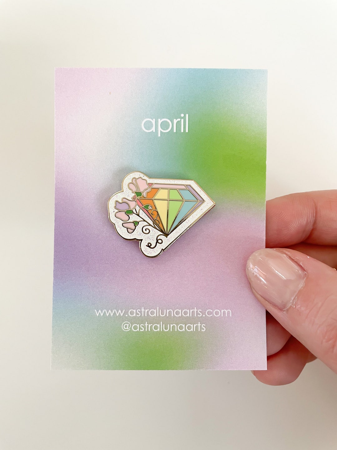 April Pin, Enamel Pin, Lapel Pin, Birth Month, Pin, Gift for Her ...