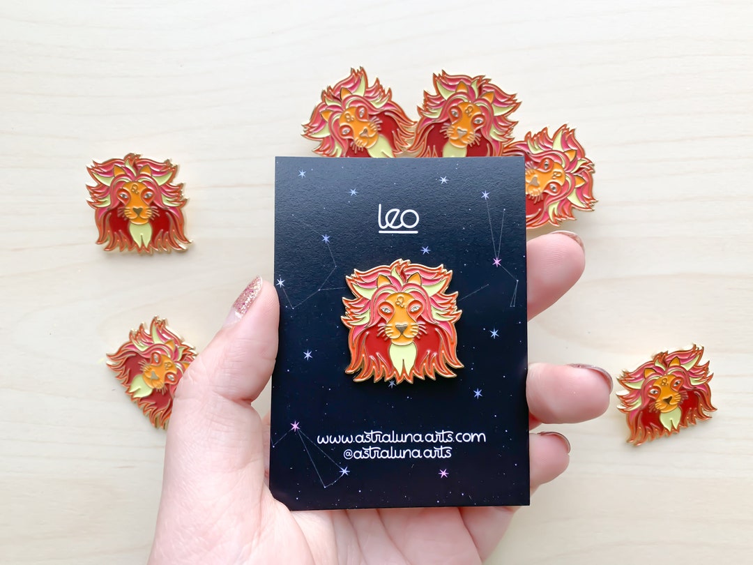 Leo Zodiac Enamel Pin: Gold Lion Lapel Pin - Etsy