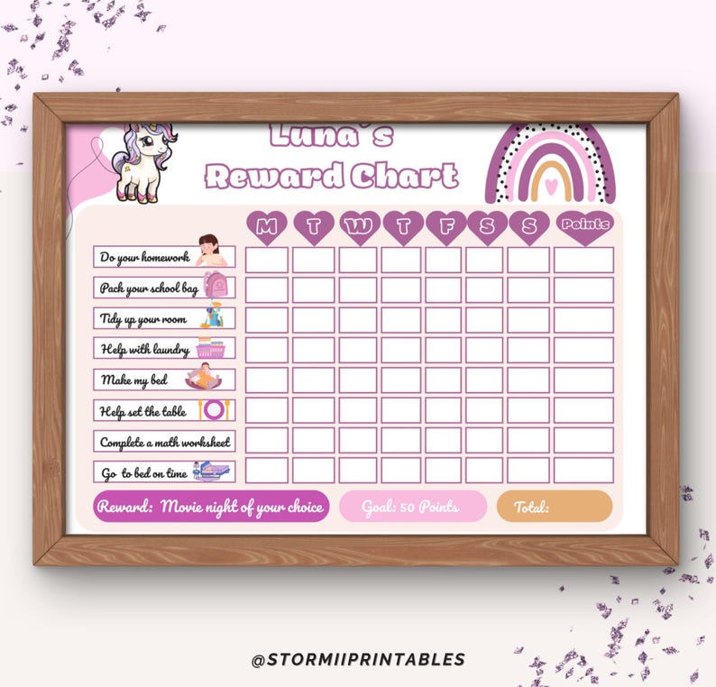 Magical Unicorn Chore Chart for Your Little Superstar | Printable ...