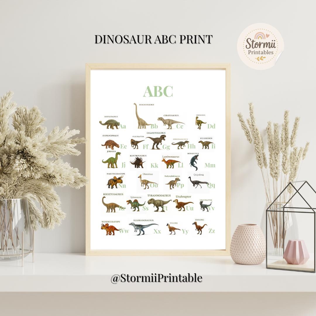 Roar-some Dino ABC Poster | Fun and Colorful Alphabet Illustration ...