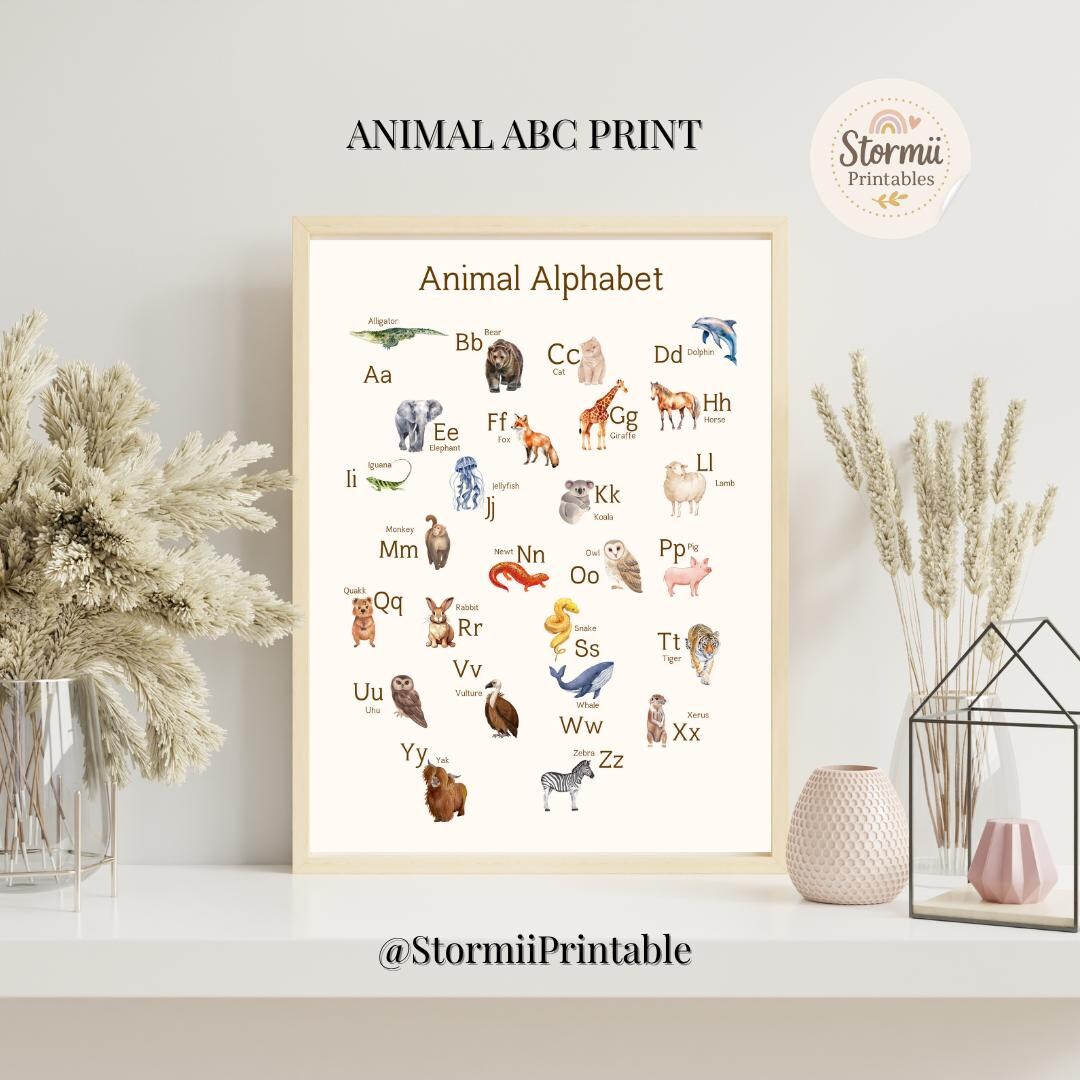 ABC Learning Poster for Kids – Colorful Alphabet Wall Art – Digital ...