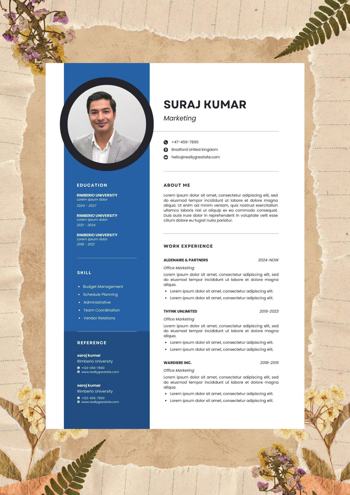 Professional Resume Template With Photo, Modern Resume Template, Word ...