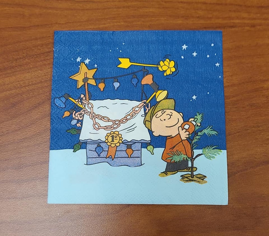 Charlie Brown Christmas Napkin Set of 4 Decoupage, Scrapbooking, Card ...
