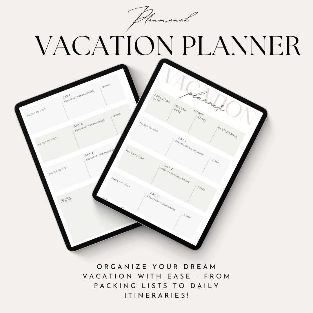 Summer Holiday Planner – Printable & Fillable Travel Itinerary ...